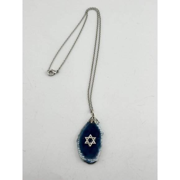 Vintage | Jewelry | Vintage Blue Geode Jewish Star Necklace | Poshmark
